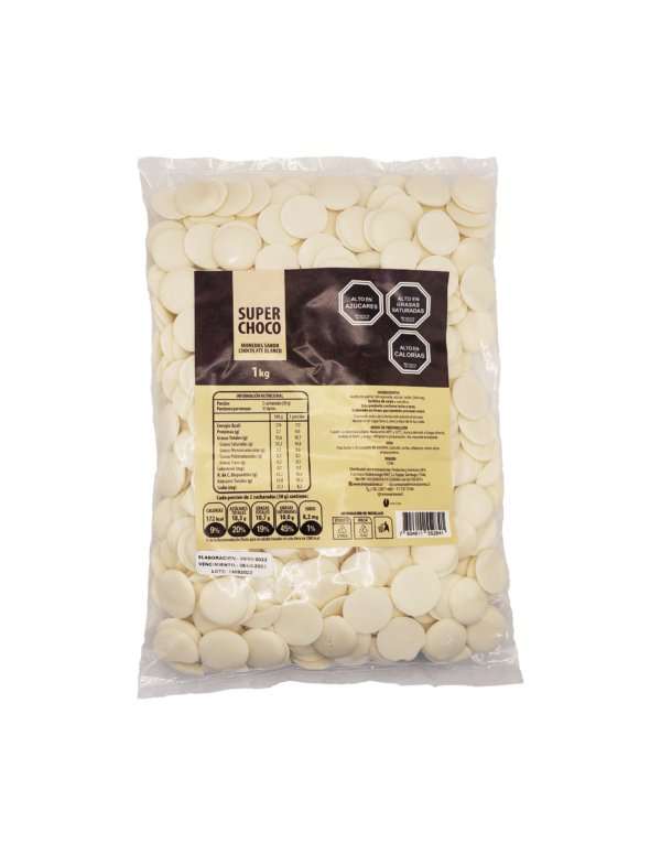 Cobertura Monedas Sabor Chocolate Blanco 1kg Super Choco – Innova
